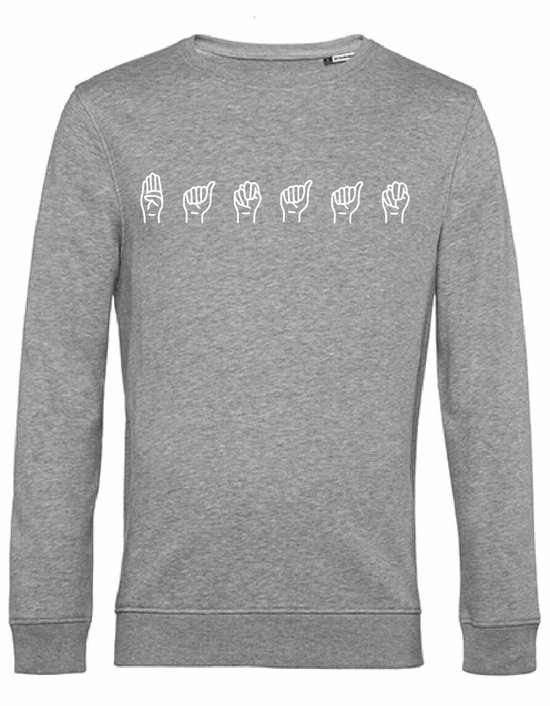 7431 - Sweater - Gebarentaal; Banaan-Heather Grey-S | bol