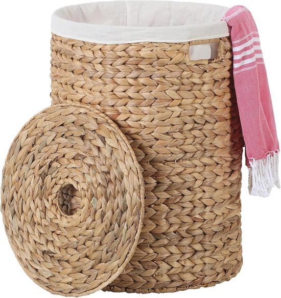 Ronde wasmand met deksel van zeegras - 54 cm - Badkamermand en ...