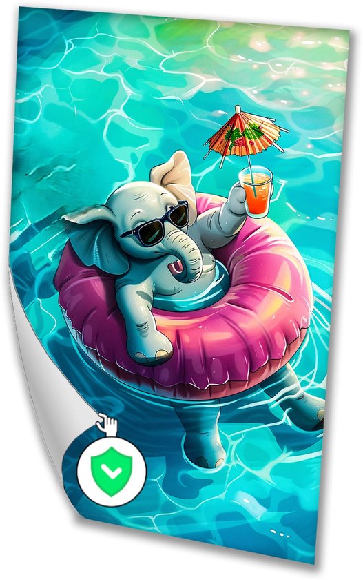 Olifant geniet in het zwembad - Zwemmen poster - Posters olifant - Digital Art -... | bol