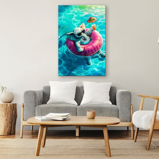 Olifant geniet in het zwembad - Zwemmen poster - Posters olifant - Digital Art -... | bol