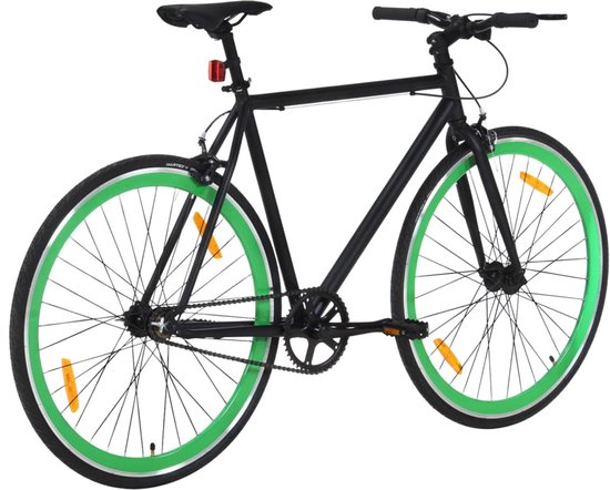 vidaXL Fiets met vaste versnelling 700 c 55 cm zwart en groen - Fixed ...