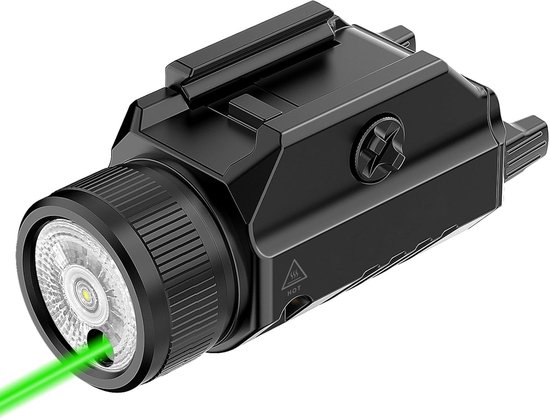 1200 Lumen Picatinny Zaklamp met Groene Laser en Oplaadbare Batterij voor Outdoor Gebruik | bol