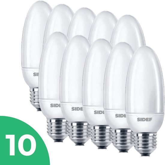 Sidef Kaarslamp Spaarlamp E27 - 5W - Daglicht - Niet Dimbaar - 10 stuks | bol