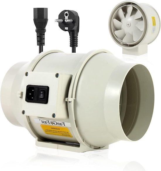 125 mm Inline Rookafzuiging Buisventilator met IEC-stopcontact EU ...
