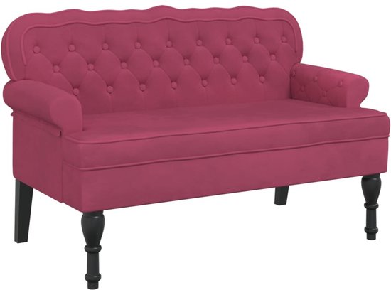 vidaXL Bankje met rugleuning 119,5x64,5x75 cm fluweel wijnrood - Bankje ...