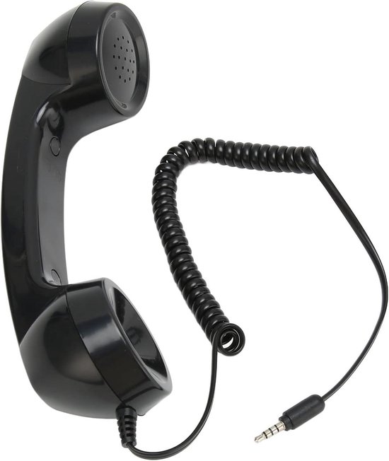 Vervangende Retro Telefoonhoorn voor Smartphones en Computers (Zwart) | bol