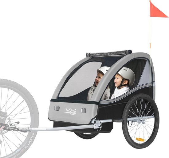 Fietsaanhanger voor Kinderen - 1 of 2 Personen, Stalen Frame, 40 kg ...