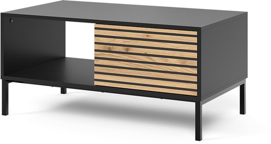 Vicco ElizaSalontafel – 90 x 50 cm met een lade Zwart/eiken met een ...