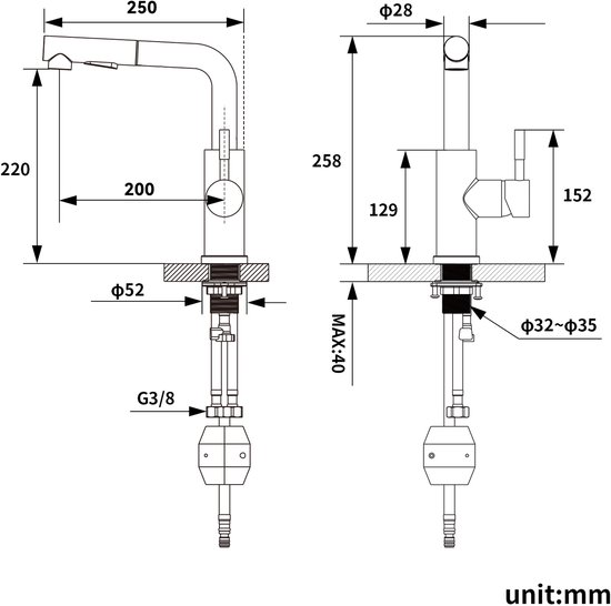 Lonheo max keukenkraan Met Uittrekbare Uitloop Chroom - Keukenmengkraan - Handdouche -... | bol