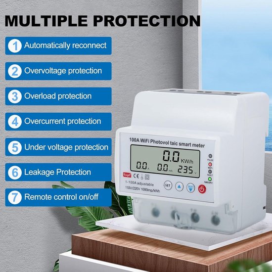 Wifi Intelligent Energy Meter 100A Single Phase 4P Tuya Photovoltaic ...