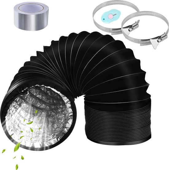 Flexibele afvoerslang 125 mm - voor keuken en droger - 2 m - zwart ...