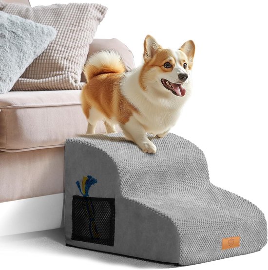 Dog Stairs 2 Pieces Foam Ladder for Pets with Removable Lid Non-Slip ...