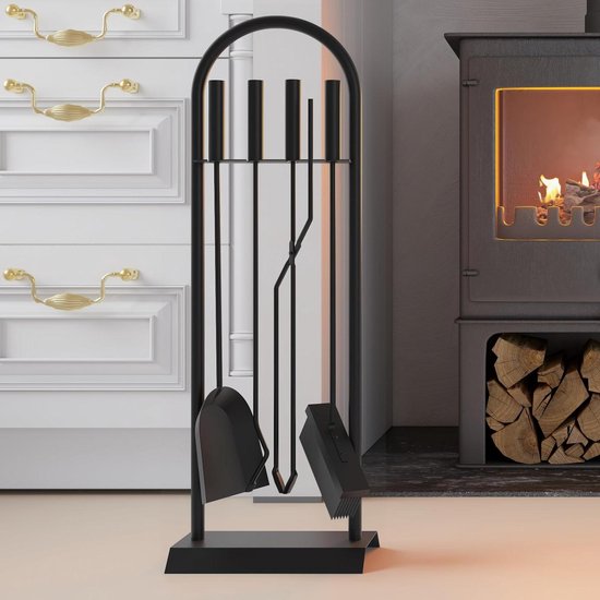 Zwarte 5-delige Open haard Companion Set 23x14x68Cm - Klassiek design | bol