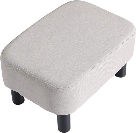 42 cm rechthoekige poef met stabiele houten poten - moderne linnen ...
