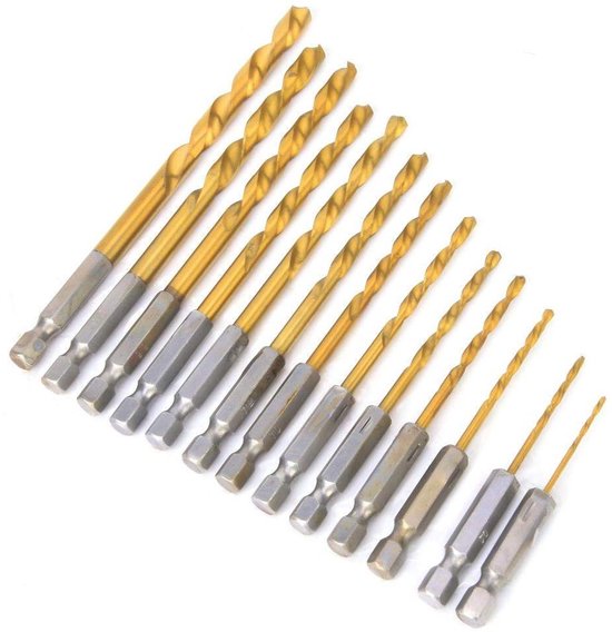 13-delige set HSS boorbits met zeskantschacht 1/4 inch voor hout ...