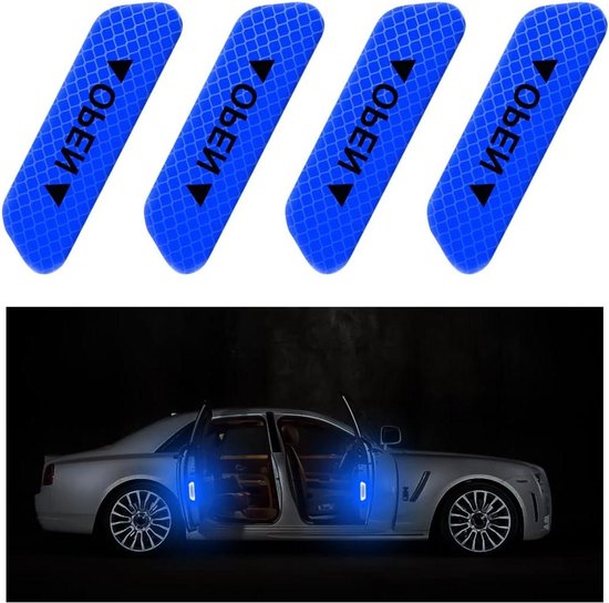 Autodeur-open-stickers - Zelfklevend en reflecterend (blauw, 4 stuks) | bol
