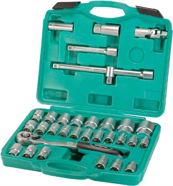 Dopsleutelset 32-Delig Met Bougiedoppen - 1/2 Inch Ratelset Voor Motorvoertuigen -... | bol