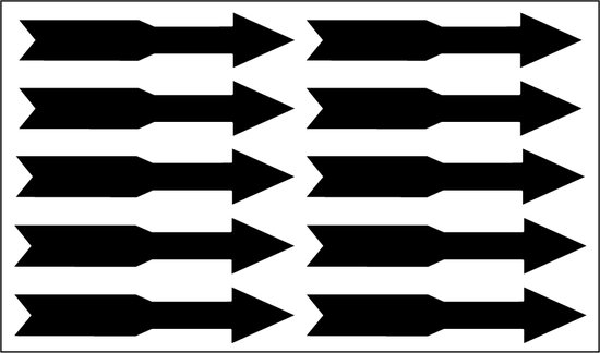 Pijl sticker standaard, zwart 80 x 16 mm - 10 per vel | bol.com