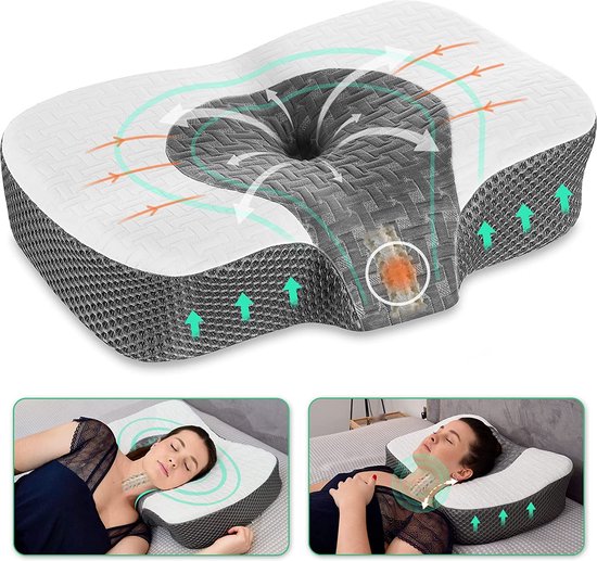 Orthopedisch Memory Foam Nekkussen - Verwijderbaar Ergonomisch Kussen voor Nek- en... | bol