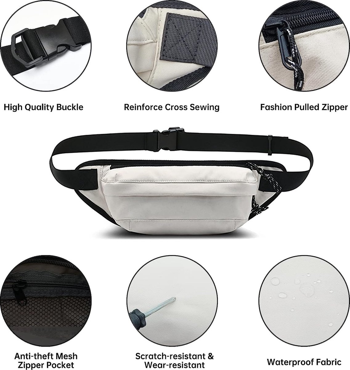 Heuptas voor dames en heren, waterdichte heuptas, voor wandelen, joggen ...