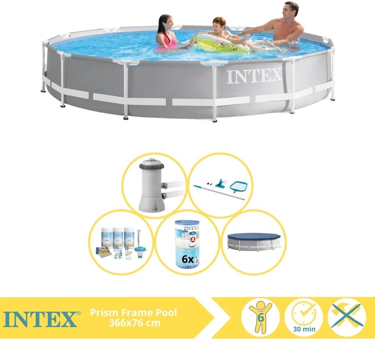 Intex Prism Frame Swimming Pool - Piscine hors sol - 366x76 cm - Y ...