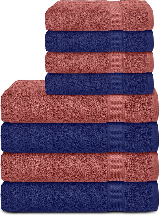 Komfortec Handdoekenset 4x handdoek 50x100 cm en 4x badhanddoek 70x140 ...