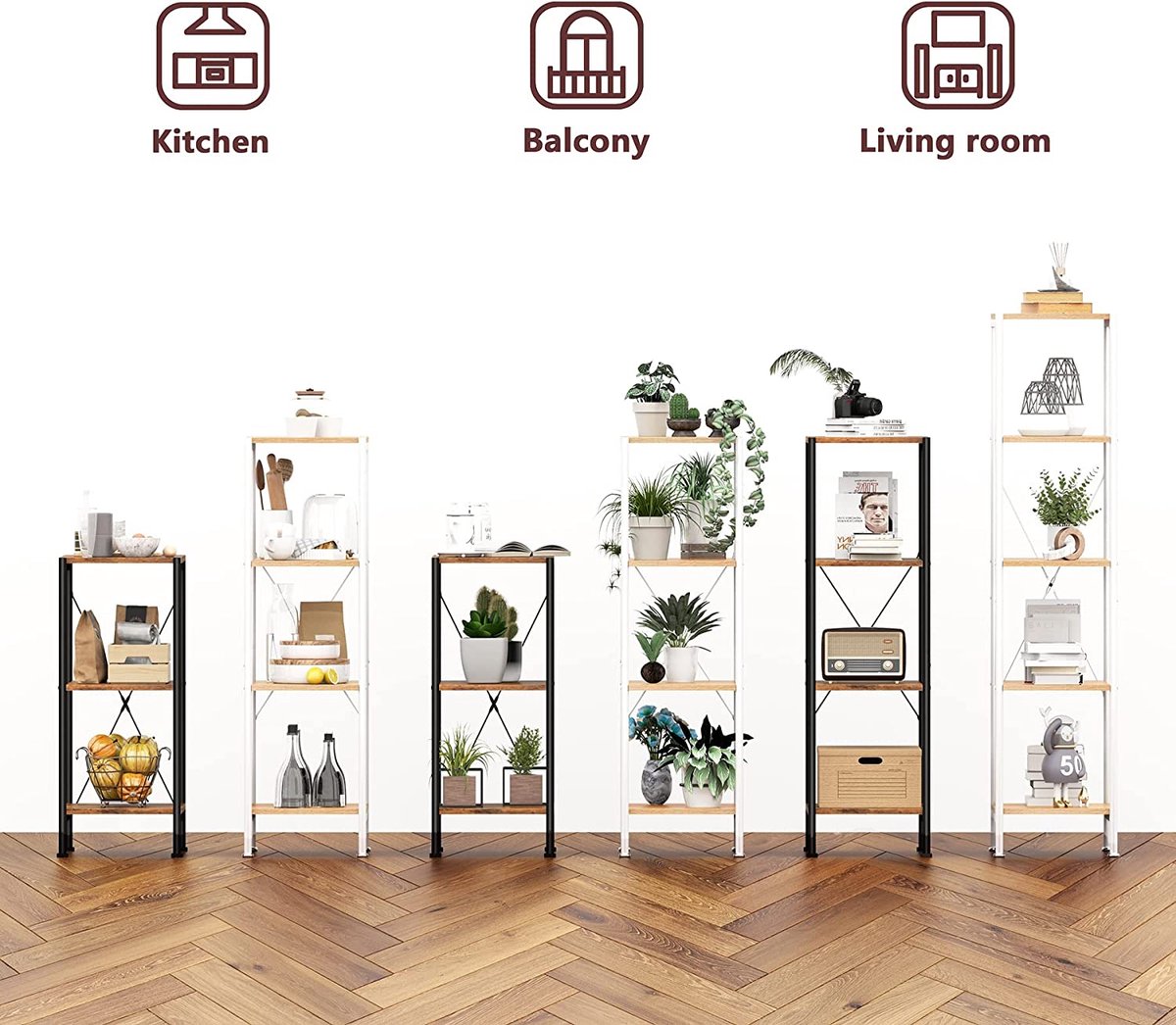 Opbergrek smal rek keukenrekken staand rek rekken bergruimte met 4 ...