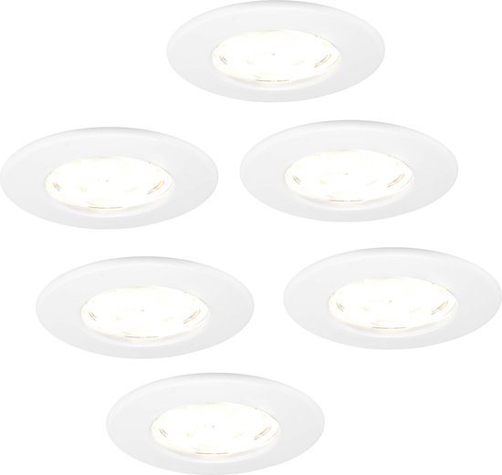 Ledvion - 6X LED Inbouwspot - Dimbaar - 5W - 2700K - Ø84mm - IP65 - Wit ...