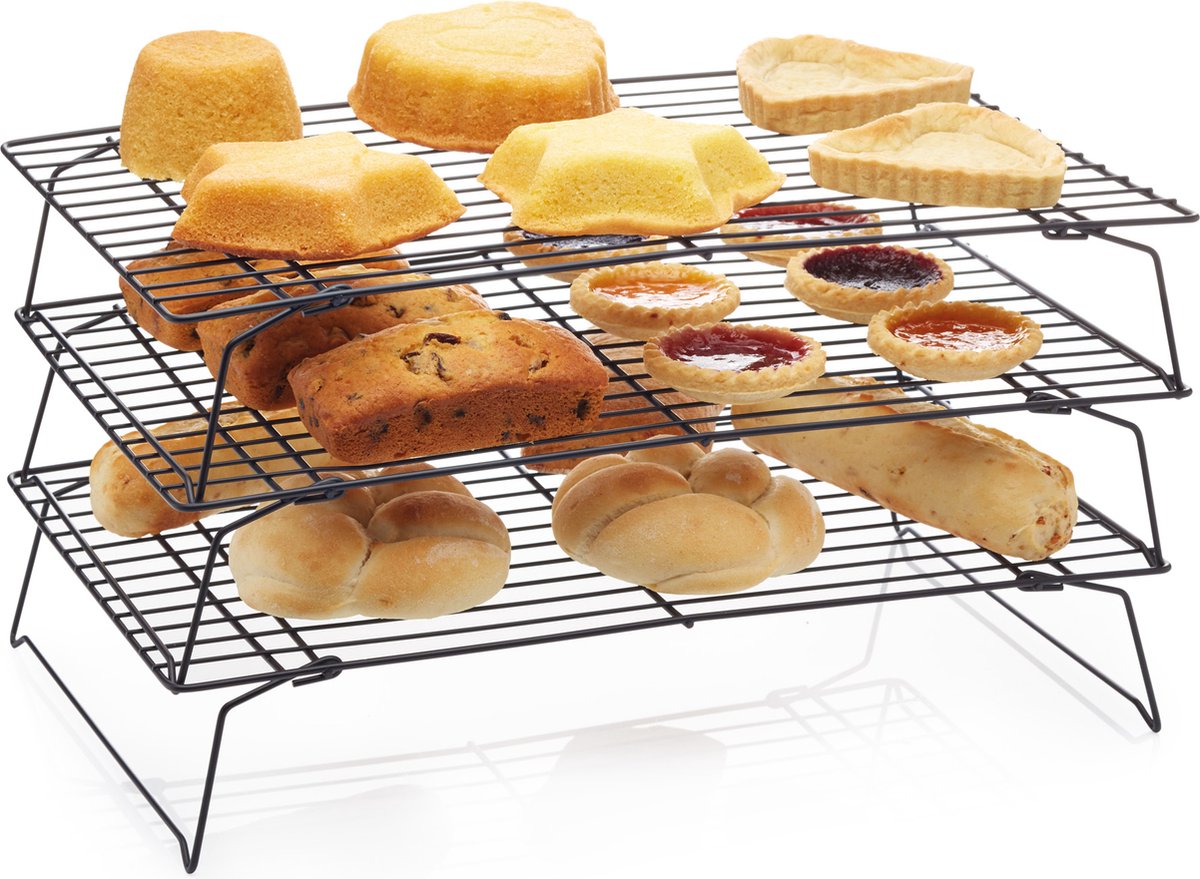 KC Blue Koelrek Taart - Taartrooster met 3 Verdiepingen Stapelbaar ...