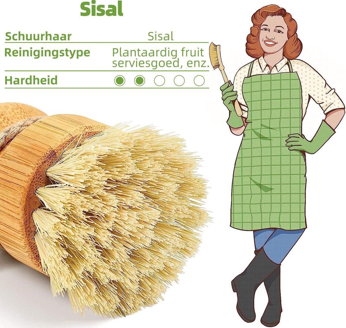 Wonix® - Afwasborstel set – Sisal en Kokosnootvezel - Hout - 2 Stuks ...