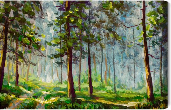 Schilderijkoning - Canvas Schilderij Het Boslandschap Alsof Het ...
