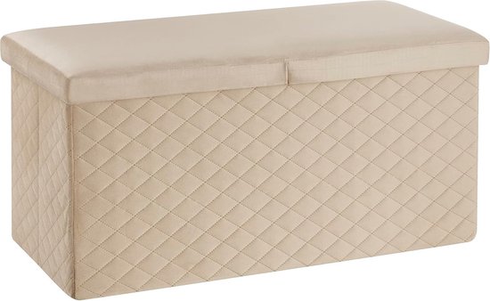 Opvouwbare Opbergbox Opbergbox Velvet Poef Beige 76 x 38 x 38 cm | bol