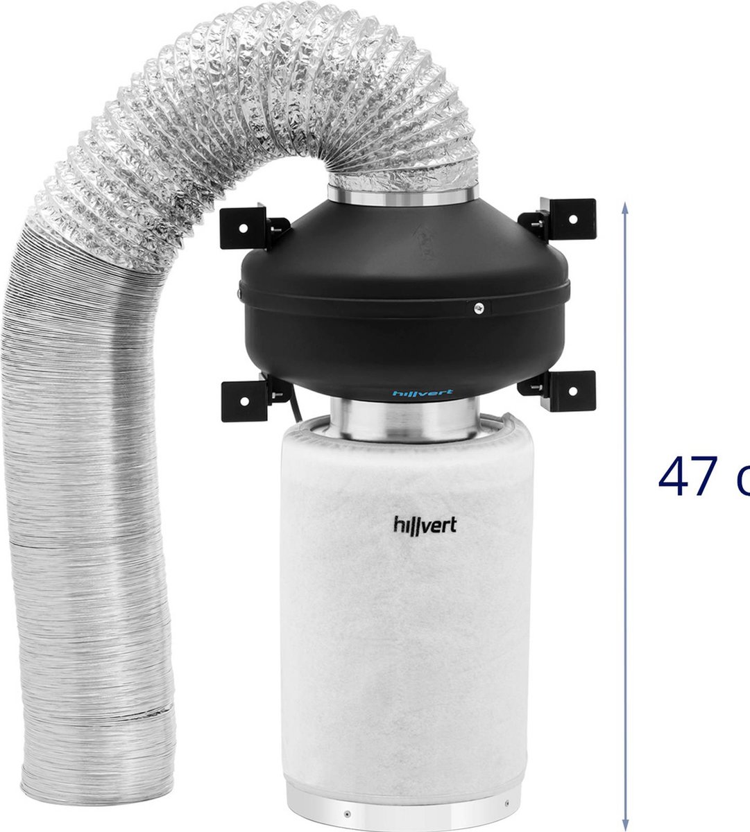 hillvert Afvoerluchtset - actief koolfilter / pijpventilator / afvoerslang - Ø 130 mm... | bol