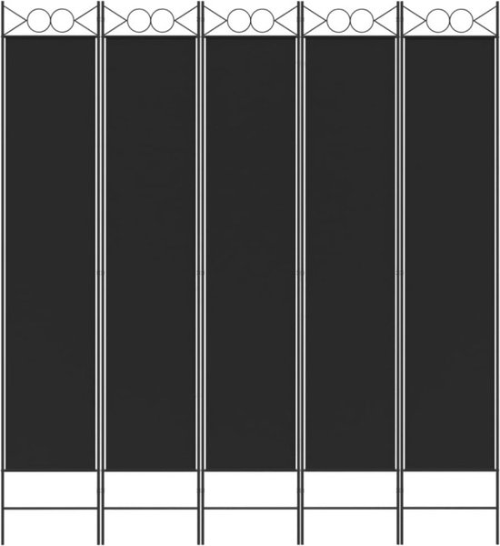 vidaXL - Kamerscherm - met - 5 - panelen - 200x200 - cm - stof - zwart ...