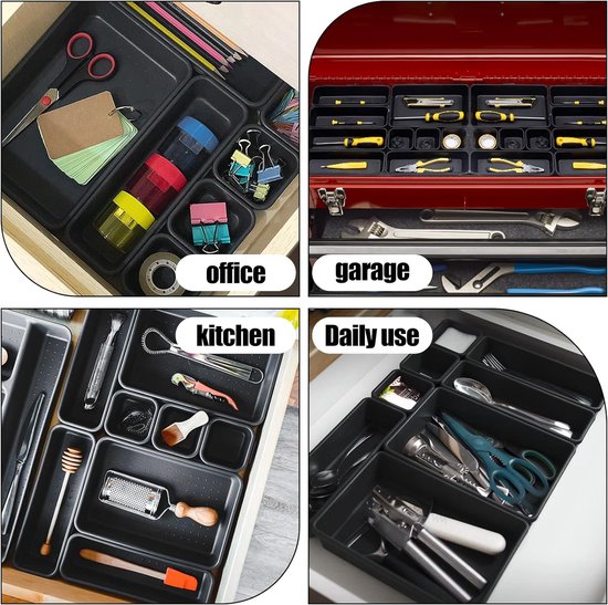 Lade-organizer, 32-delig opbergsysteem, in elkaar grijpende bureaulade ...