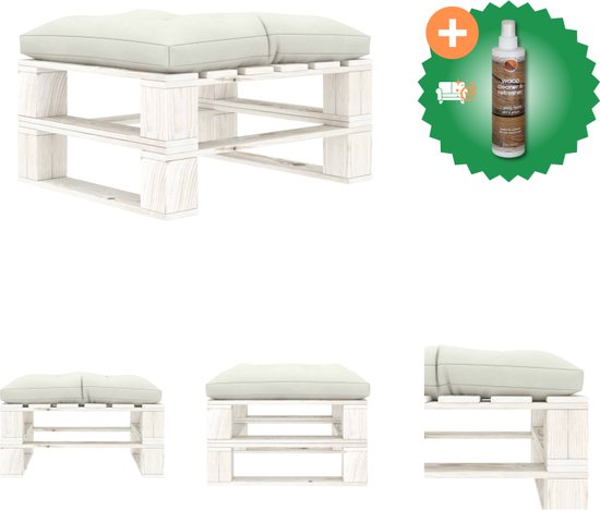 vidaXL Tuinpoef met beige kussen pallet hout - Poef - Inclusief ...