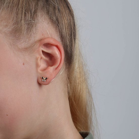 14K gouden kinderoorbellen vlinder met zirkonia | bol.com
