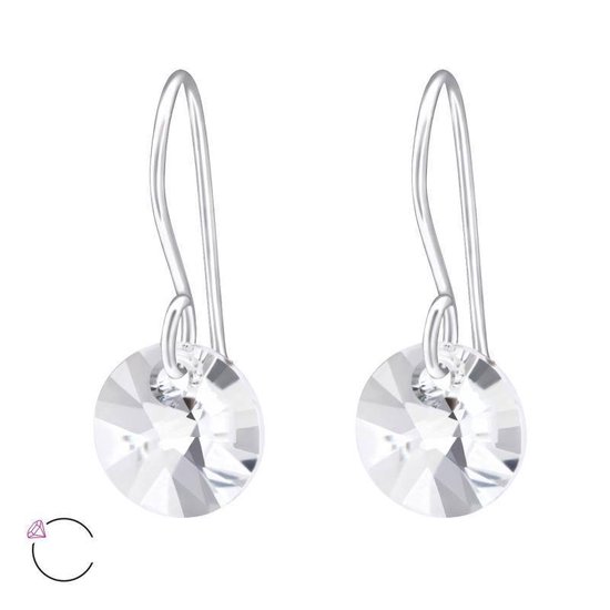 kinder Oorhangers met bedel-925 zilver-swarovski elements kristal-rond-8mm-transparant | bol.com