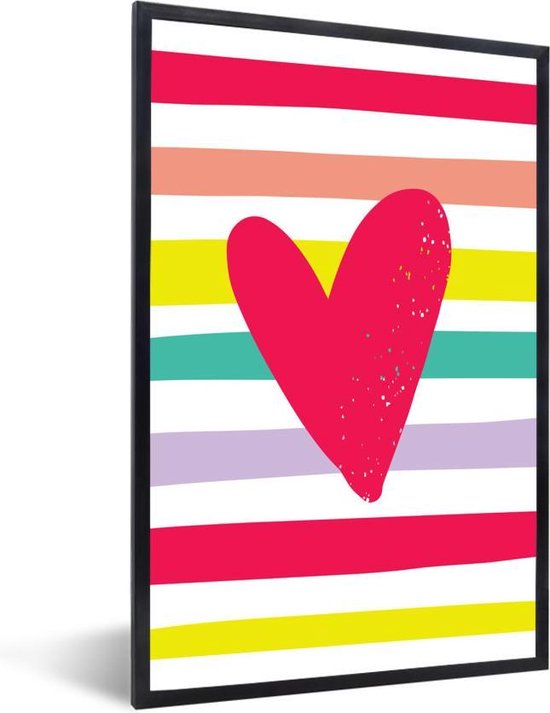 Fotolijst incl. Poster - Vrolijke tekening van een hart en gekleurde ...