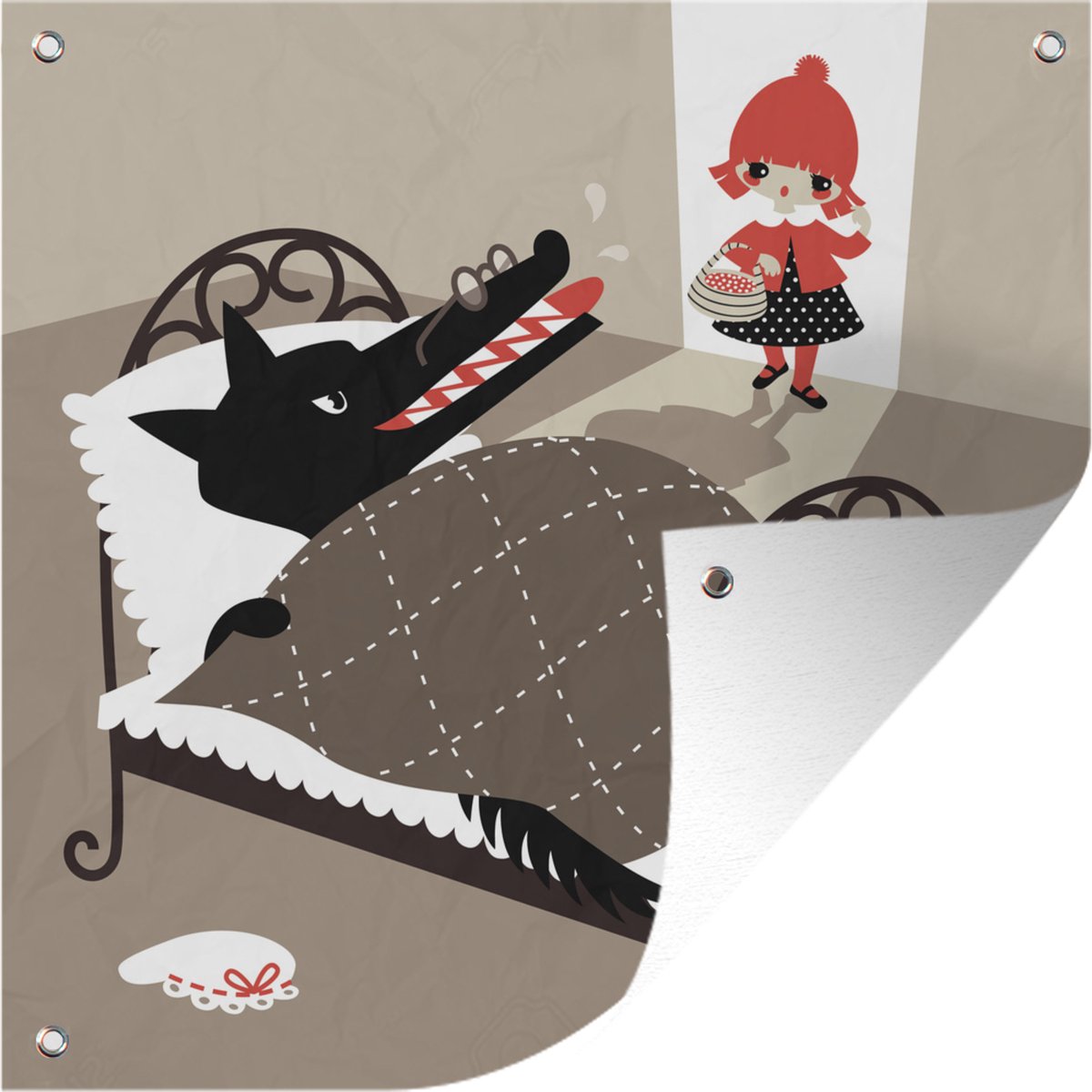 Une illustration du loup au petit chaperon rouge affiche de jardin ...