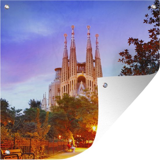 Affiche de jardin Sagrada Familia au crépuscule toile en vrac 50x50 cm ...