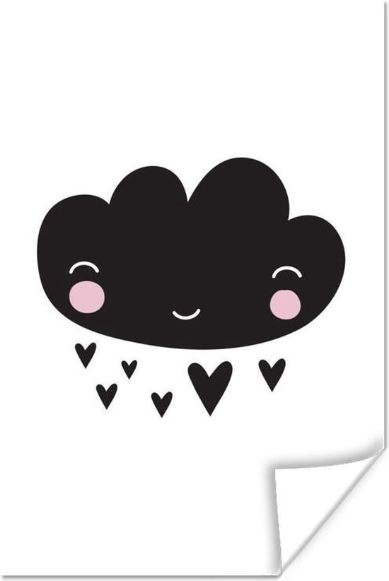 Poster Wolk - Hartjes - tekening - Kinderkamer - 120x180 cm XXL | bol.com