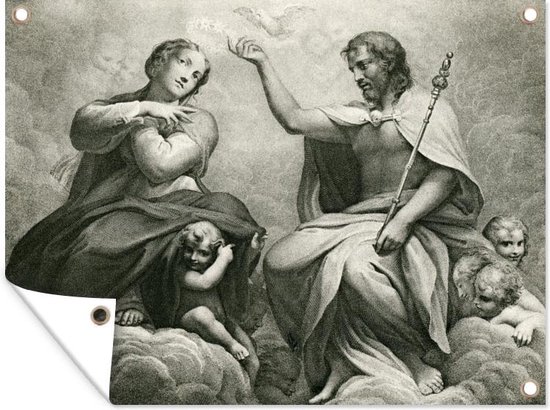 Tuin decoratie Kroning van Maria - Gravure van Antonio da Correggio ...