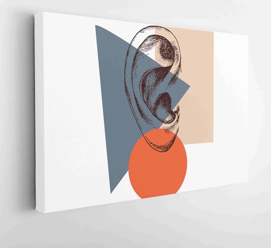 Human ear and abstract composition. Hand-drawn vector illustration for ...