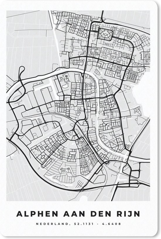 Stadskaart - Alphen aan den Rijn - Grijs - Wit - Plattegrond | bol.com