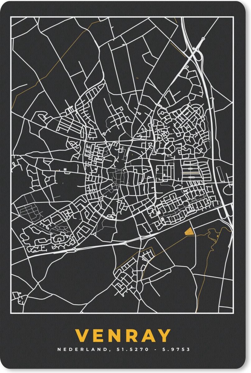 Plattegrond - Venray - Goud - Zwart - Stadskaart | bol.com