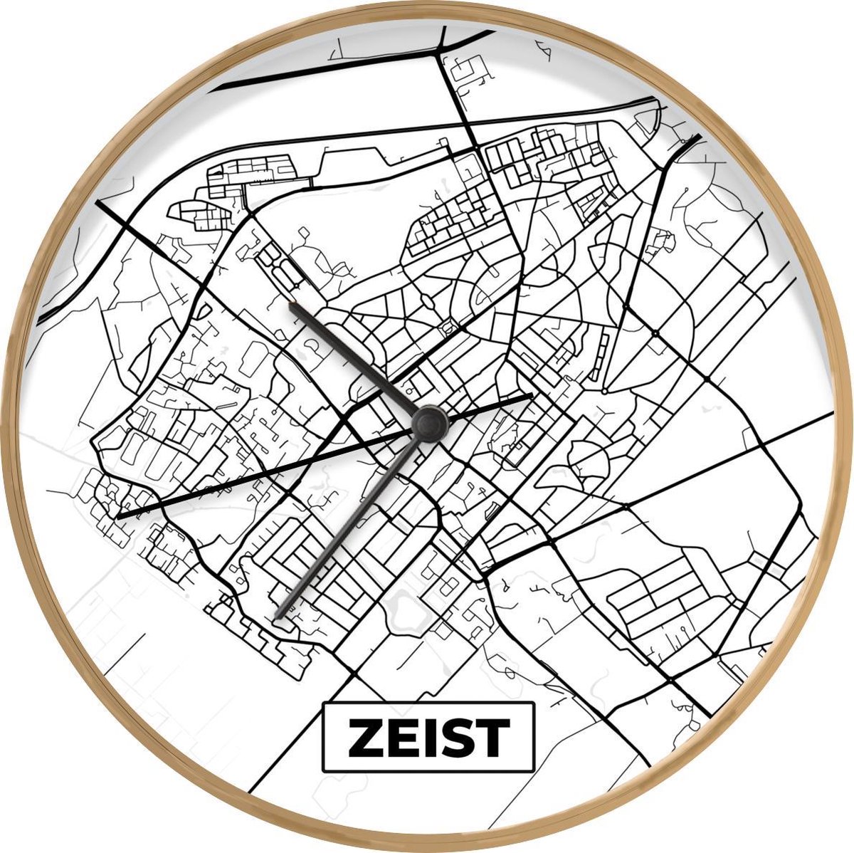 Klok - Ø 30 cm - Kaart - Zeist - Zwart - Wit - Houtkleurig - Wandklok ...