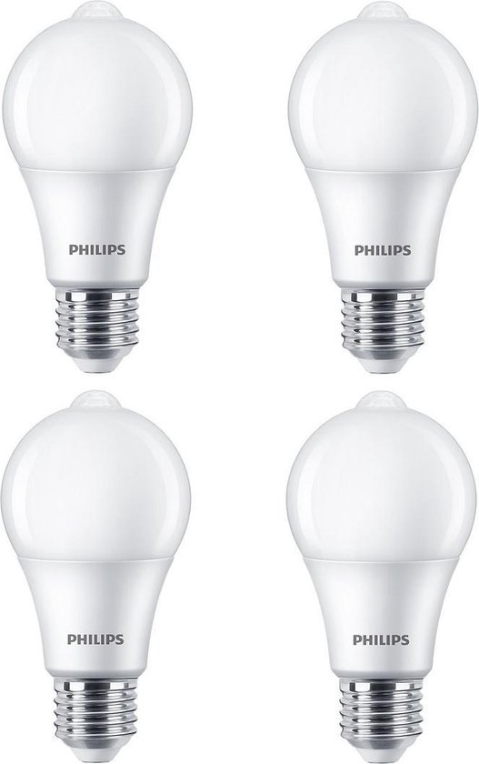 4 stuks | Philips LED lamp met bewegingssensor 8W 806lm 2700K Niet-Dimbaar A60 | E27 |... | bol