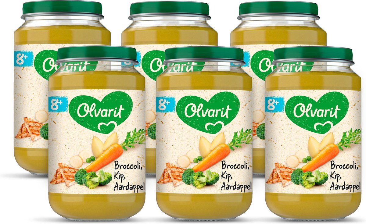 Olvarit Babymaaltijd 8+ Maanden – Broccoli Kip Aardappel – 6 x 200g | bol