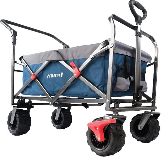 Opvouwbare handkar GS-getest inklapbaar voorwiel-rem PU-banden Blauw ...